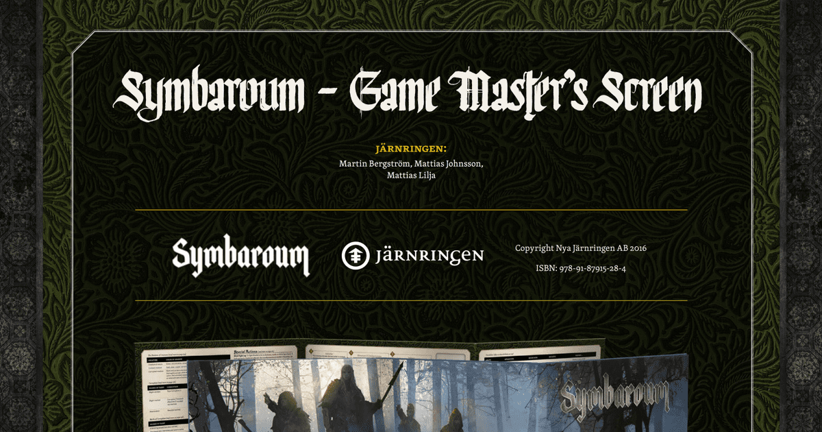 Symbaroum Game Master's Screen | RPG Item | RPGGeek