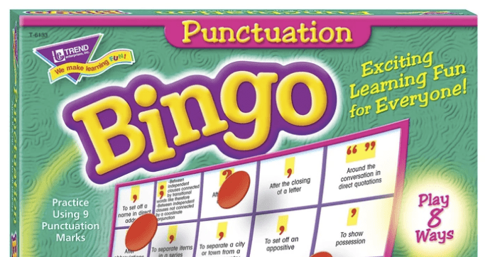 Punctuation Bingo | Board Game | BoardGameGeek