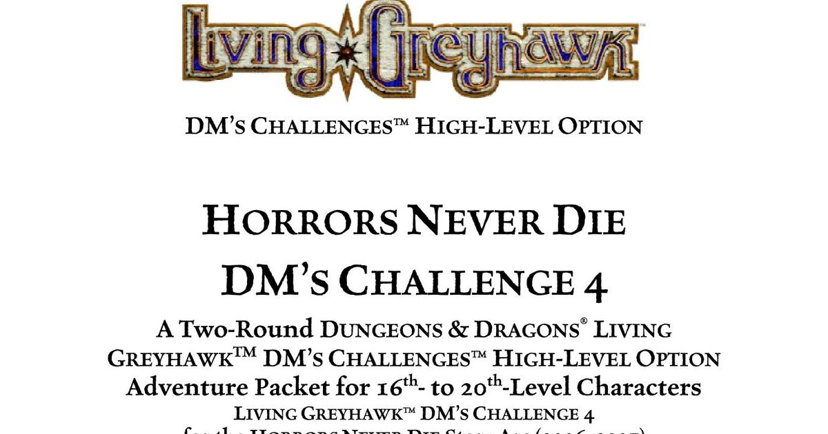 HL1-4: Horrors Never Die: DM's Challenge 4 | RPG Item | RPGGeek