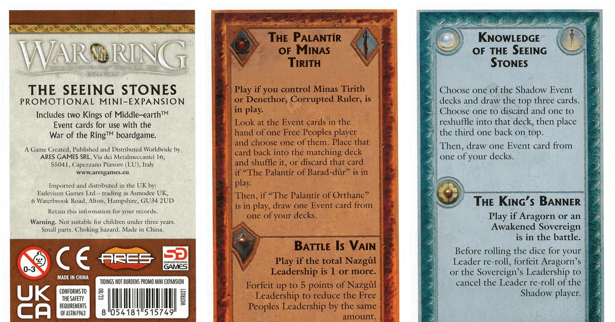 War of the Ring: The Seeing Stones | Board Game | BoardGameGeek