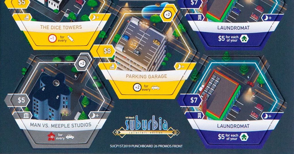 Suburbia: Nightlife Promo Tiles | Board Game | BoardGameGeek