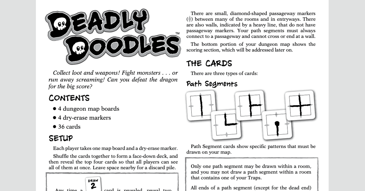 Rules: Deadly Doodles | Juegos Roll & Write | BoardGameGeek