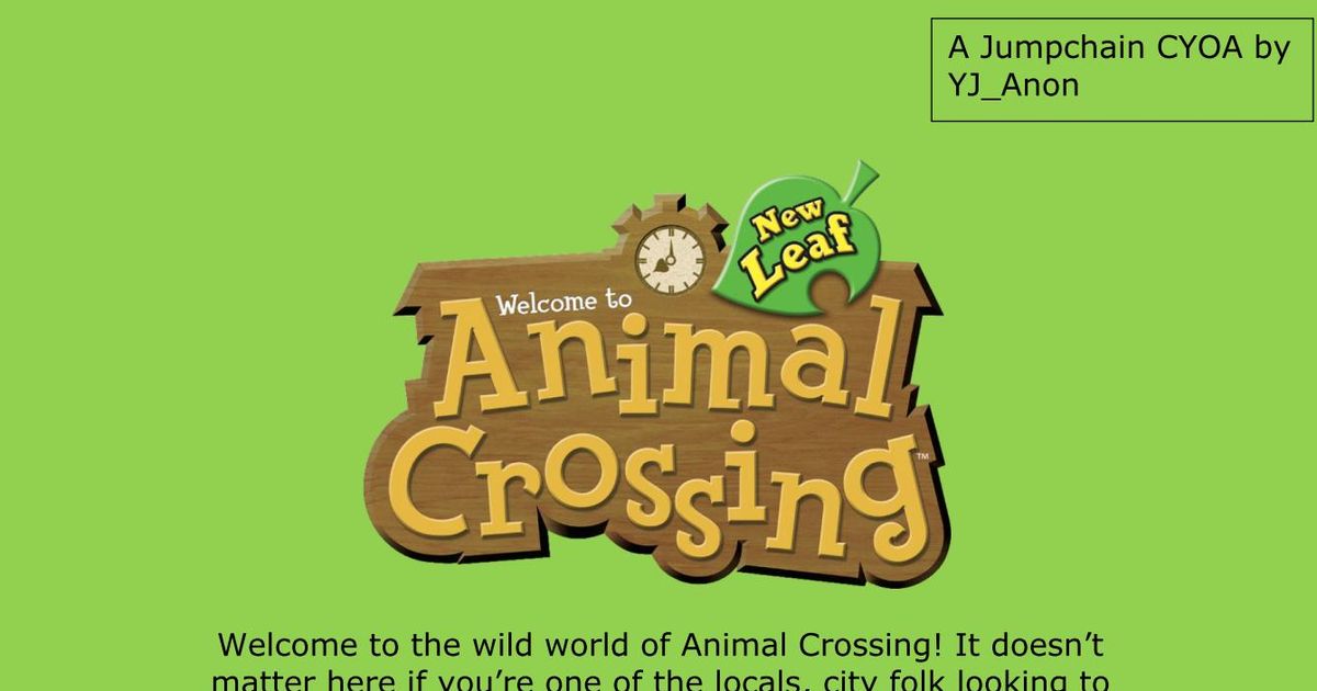 Welcome to Animal Crossing New Leaf - A Jumpchain CYOA | RPG Item | RPGGeek