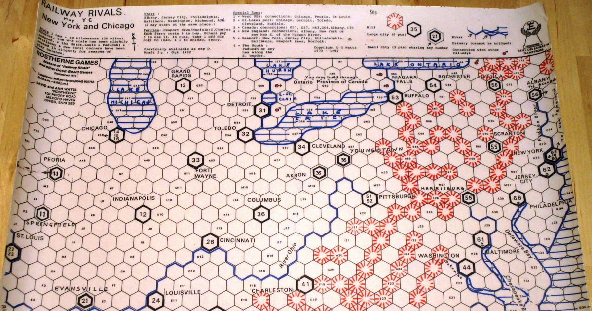 Railway Rivals Map YC: New York and Chicago | Board Game | BoardGameGeek