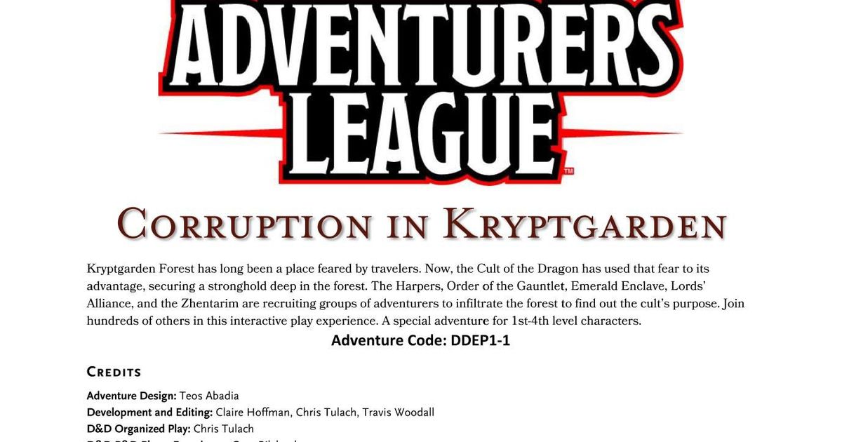 DDEP1-1: Corruption in Kryptgarden | RPG Item | RPGGeek