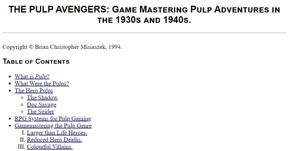 The Pulp Avengers: Game Mastering Pulp Adventures in the 1930s and ...