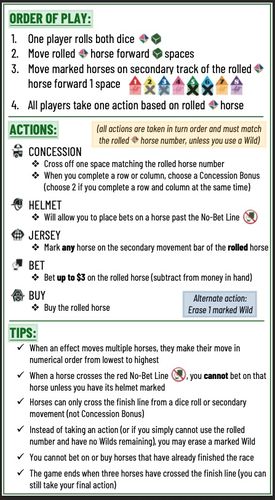 Player Reference Card | Long Shot: The Dice Game