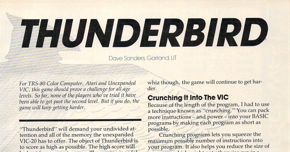 Thunderbird | Video Game | VideoGameGeek