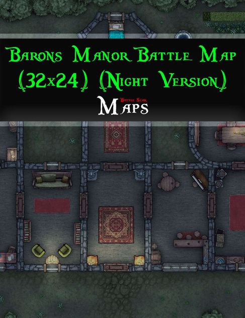 Barons Manor Battle Map (32x24) (Night Version) | RPG Item | RPGGeek