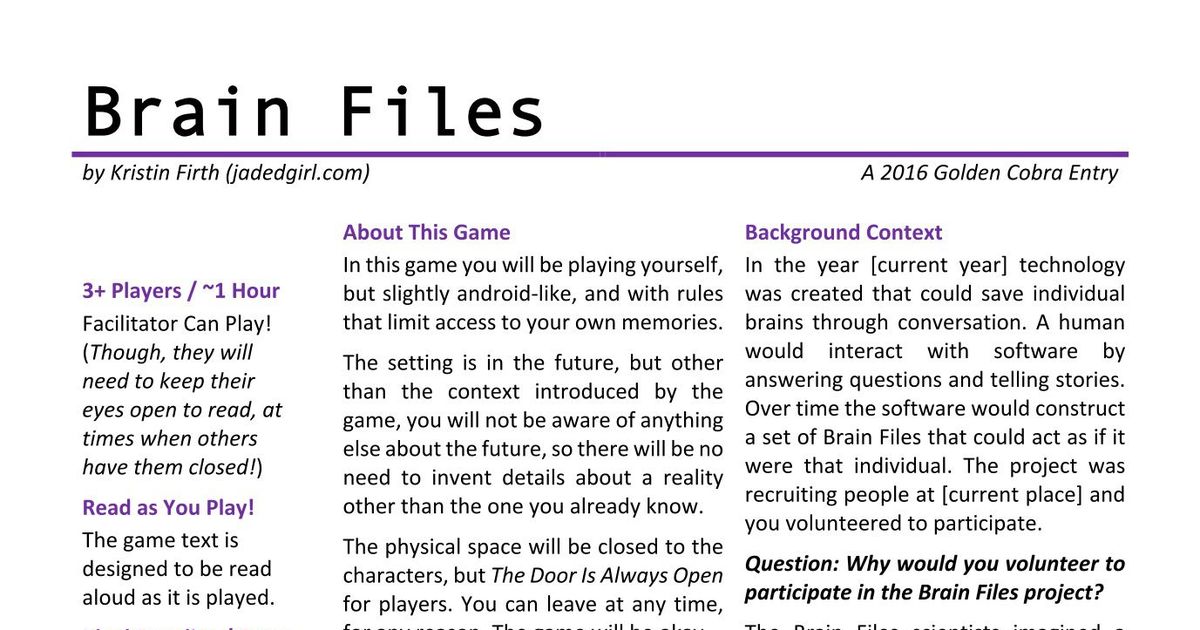 Brain Files | RPG Item | RPGGeek