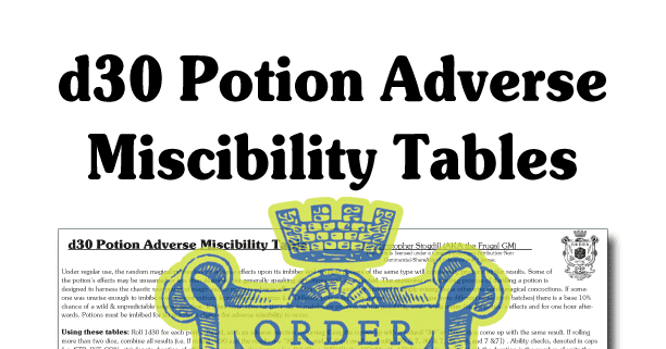 FGM031b: d30 Potion Adverse Miscibility Tables | RPG Item | RPGGeek