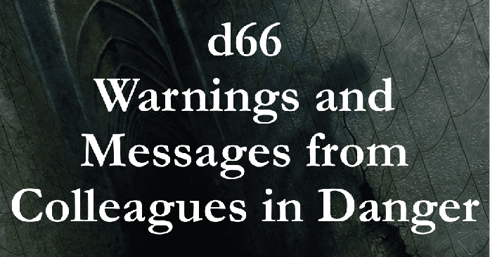 d66 Warnings and Messages from Colleagues in Danger | RPG Item | RPGGeek