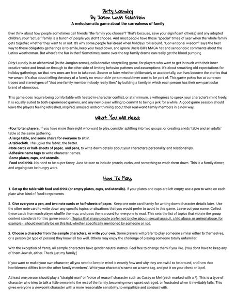 Dirty Laundry | RPG Item | RPGGeek