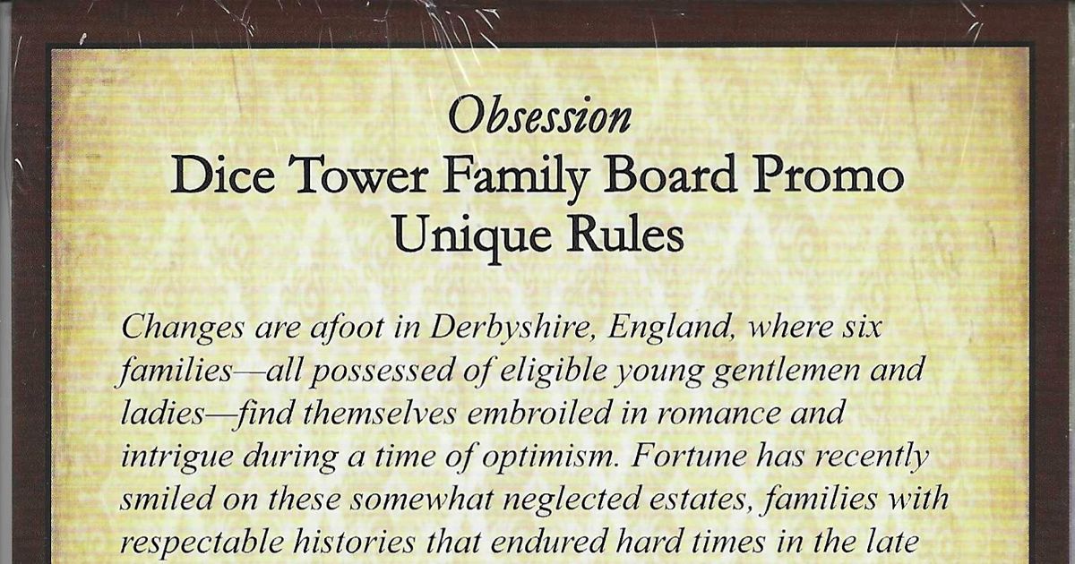 Obsession: Dice Tower Family Board Promo | Board Game | BoardGameGeek