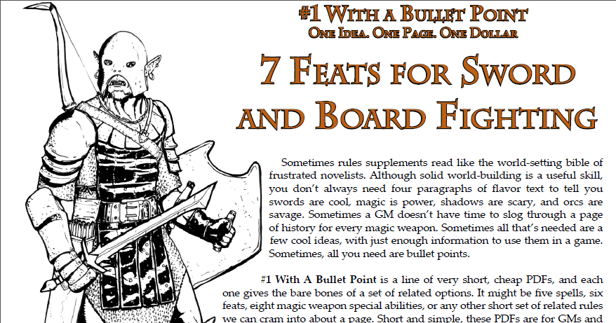 Bullet Points: 7 Feats For Sword and Board Fighting | RPG Item | RPGGeek