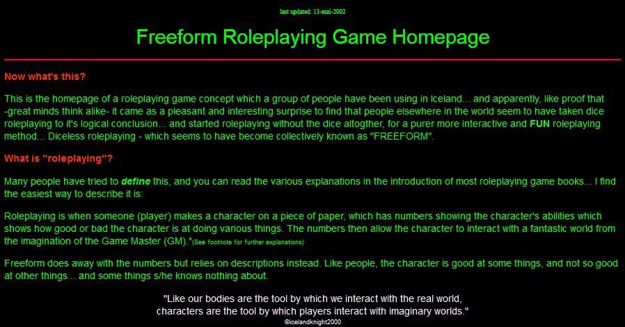 Freeform Roleplaying Game | RPG Item | RPGGeek