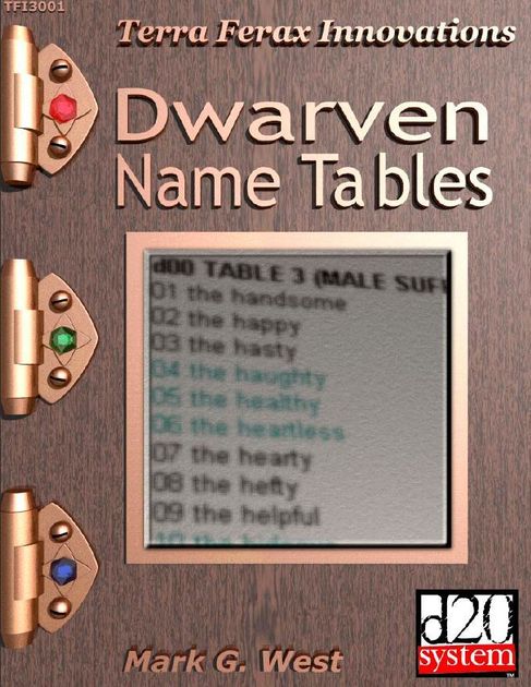 Dwarven Name Tables | RPG Item | RPGGeek