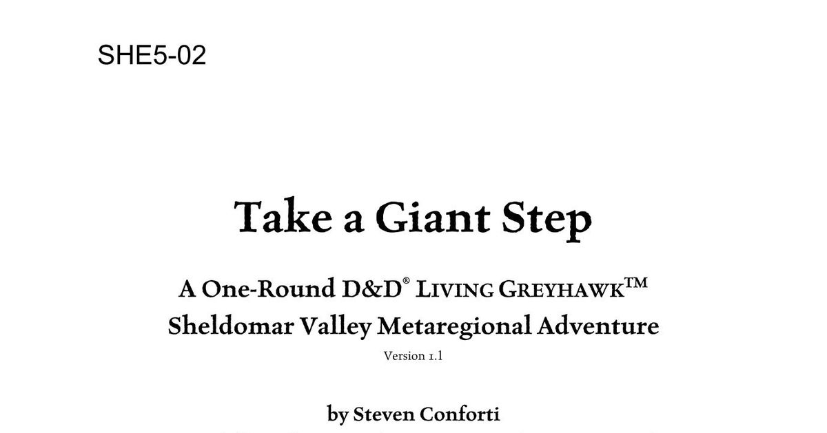 SHE5-02: Take a Giant Step | RPG Item | RPGGeek