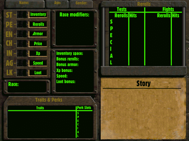 Custom Character creation in clasic fallout style | Fallout