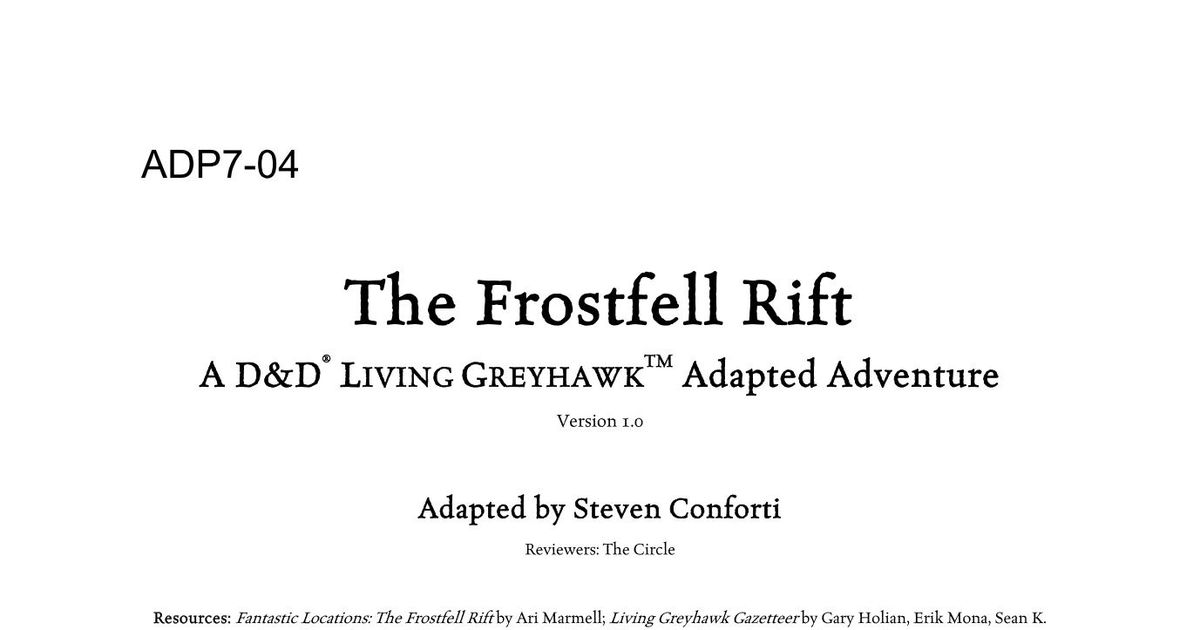 ADP7-04: The Frostfell Rift (Part 2) | RPG Item | RPGGeek