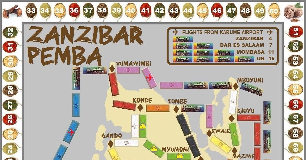Zanzibar: Pemba (fan expansion for Ticket to Ride) | Board Game ...