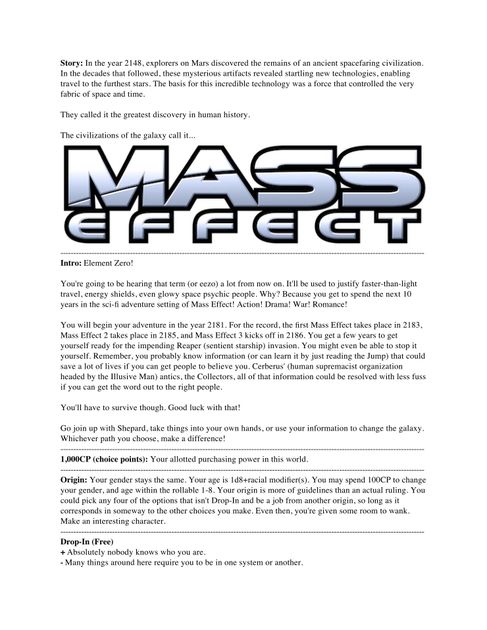 Mass Effect | RPG Item | RPGGeek
