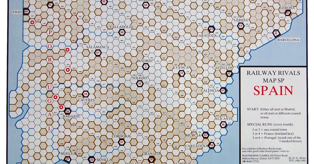 Railway Rivals Map SP: Spain | Board Game | BoardGameGeek