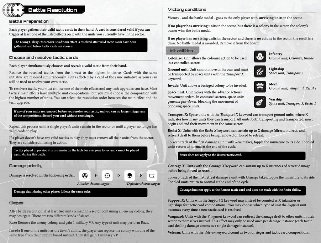 Fractal Turn Order and Battle Resolution Player Aid | Fractal