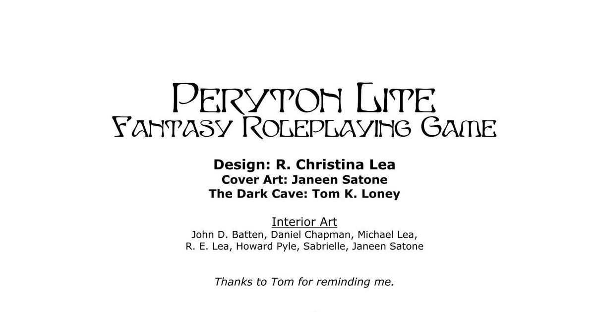 Peryton Lite | RPG Item | RPGGeek