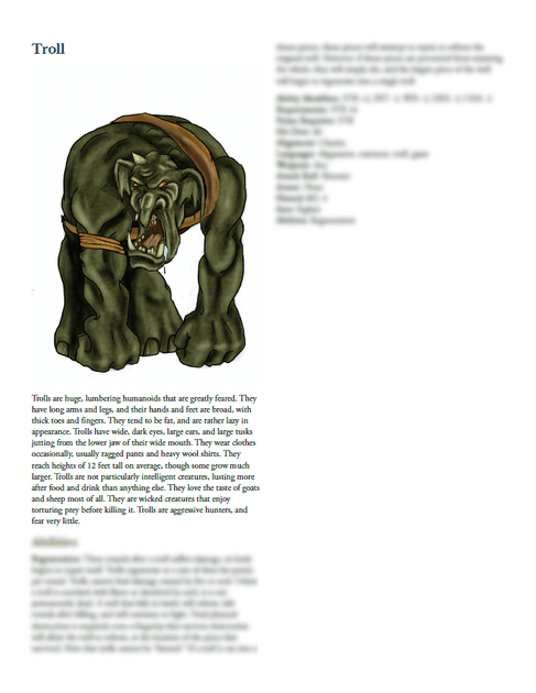 Classes of Fantasy: Troll | RPG Item | BoardGameGeek