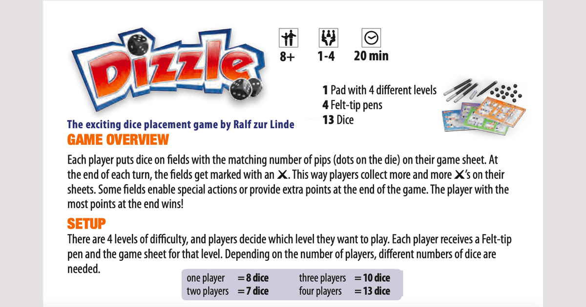 Rules: Dizzle | Juegos Roll & Write | BoardGameGeek