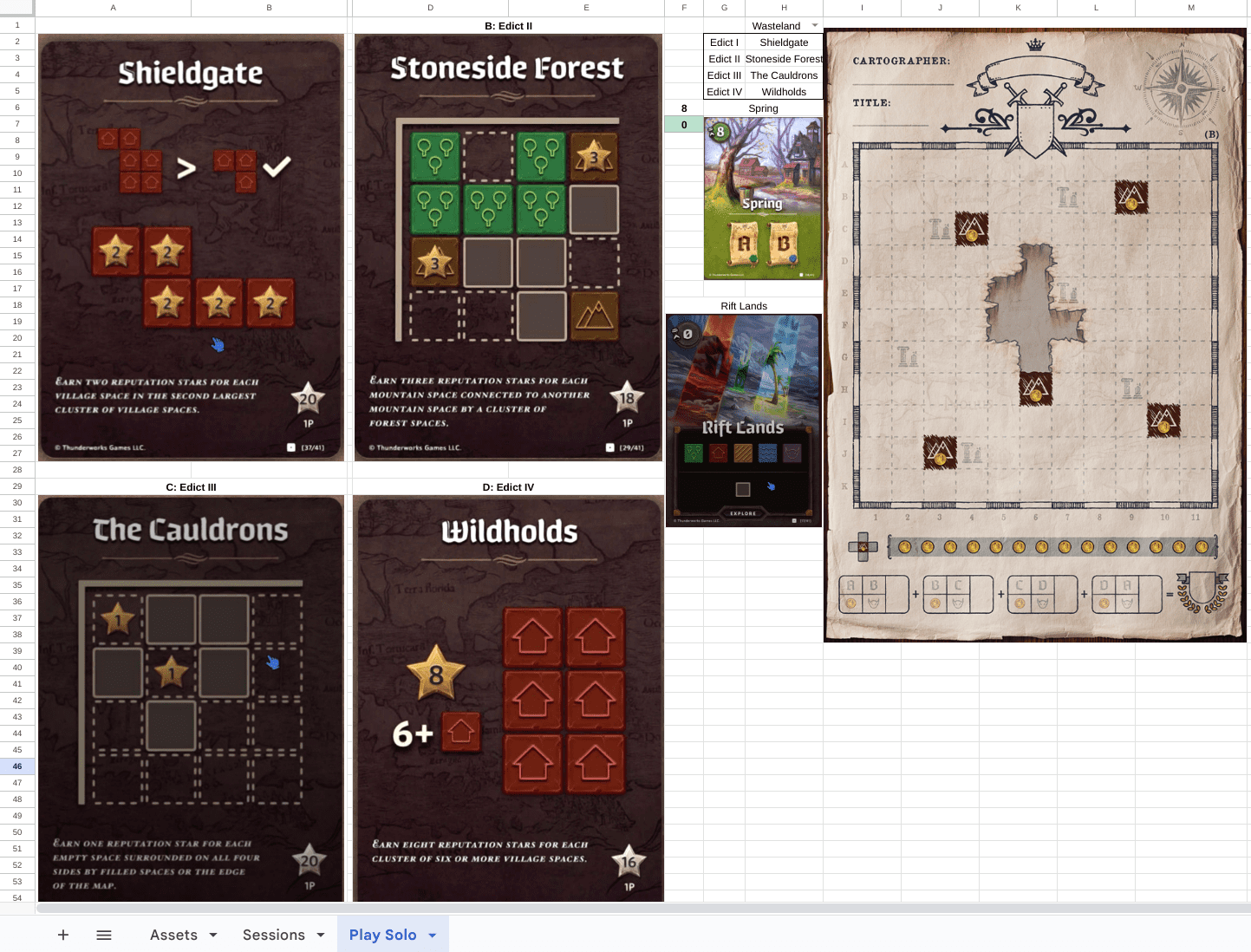 Pete Boteman's Board Game Spreadsheet Builds