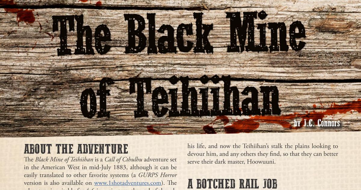 The Black Mine of Teihiihan (CoC) | RPG Item | RPGGeek