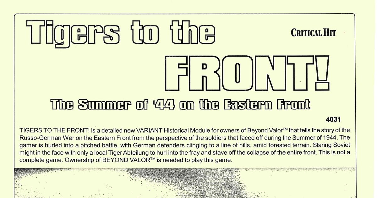 ASL Comp: Tigers to the Front! | Board Game | BoardGameGeek