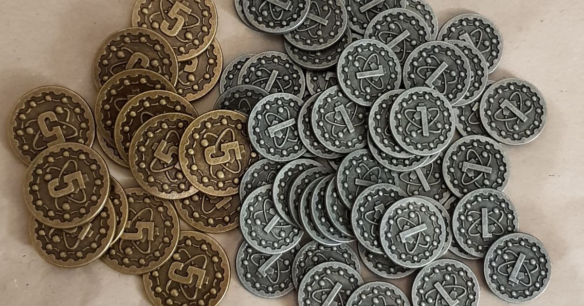 Nucleum: Metal Coins | Board Game Accessory | BoardGameGeek