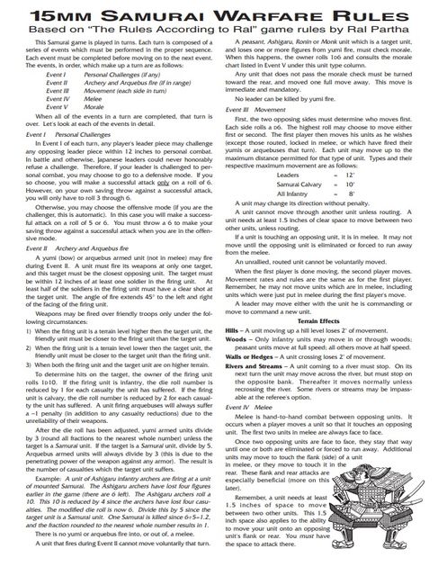15mm Samurai Warfare Rules | Board Game | BoardGameGeek