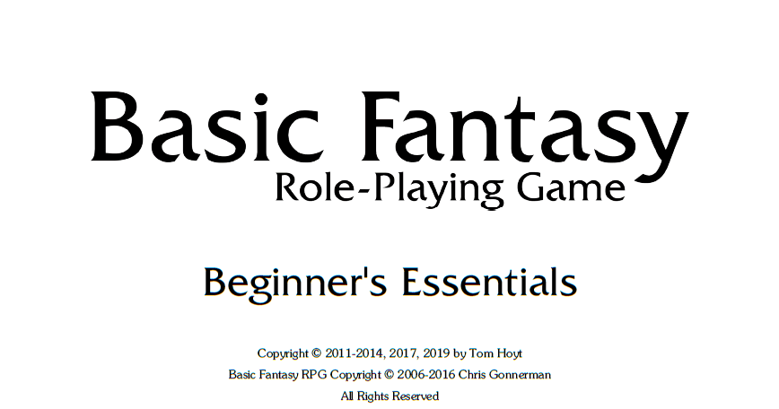 Basic Fantasy Role-Playing Game Beginner's Essentials | RPG Item ...