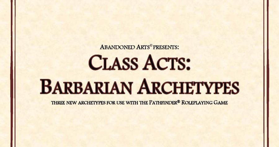 Class Acts: Barbarian Archetypes | RPG Item | BoardGameGeek