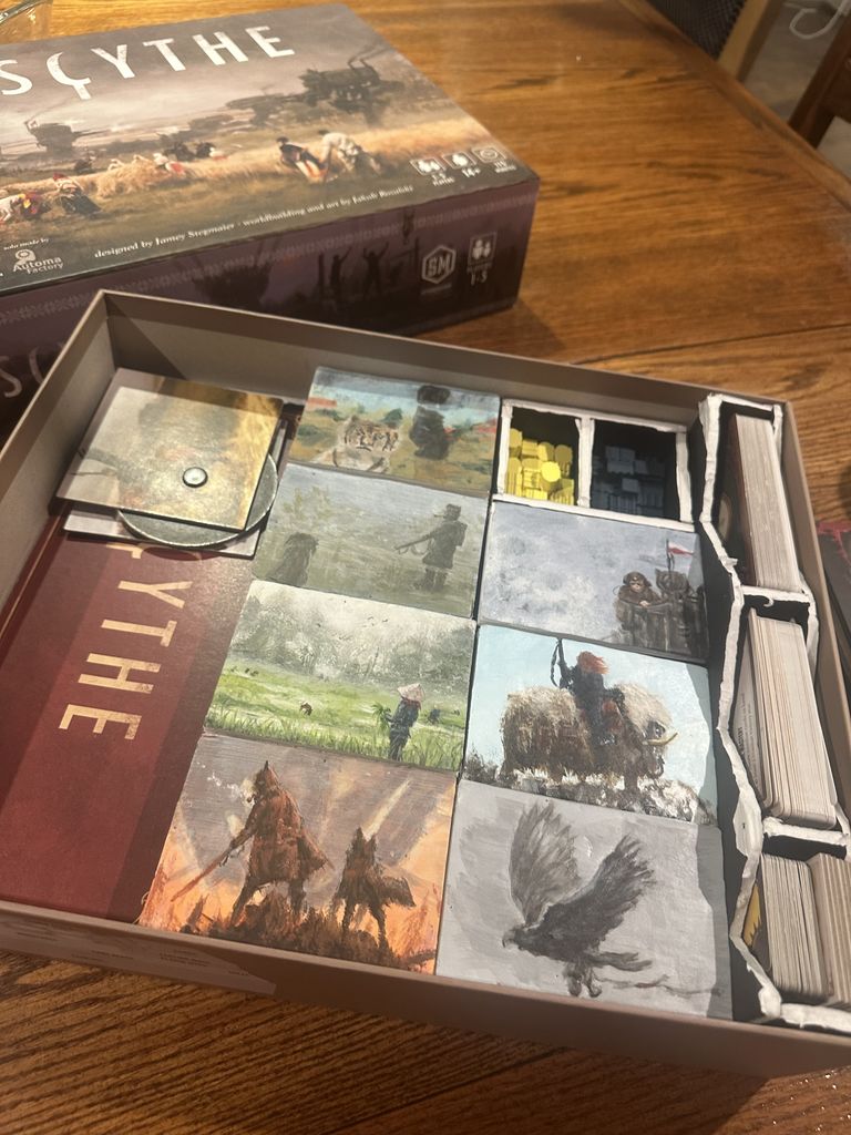 Scythe organizer with mini-paintings