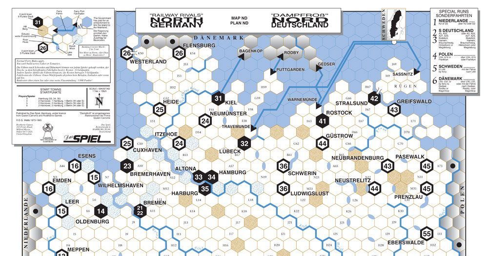 Railway Rivals Map ND: North Germany | Board Game | BoardGameGeek