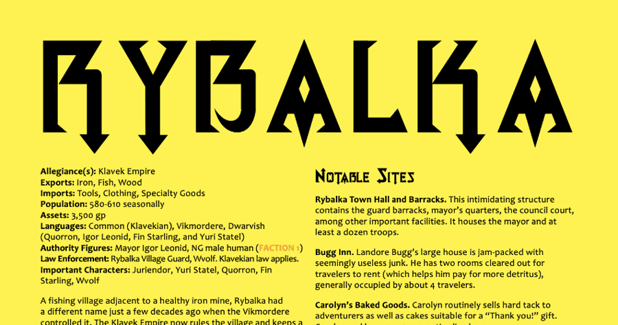 Rybalka | RPG Item | RPGGeek
