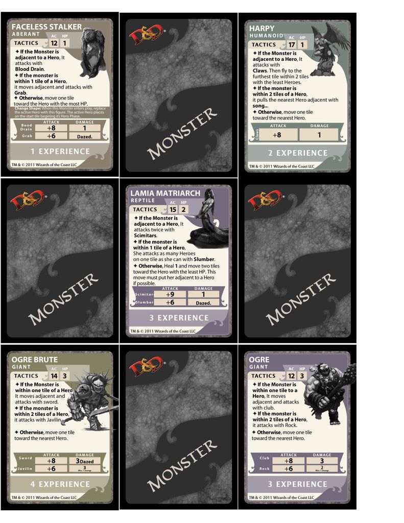 [Variant] Monsters | Dungeons and Dragons Adventure System Board Games ...