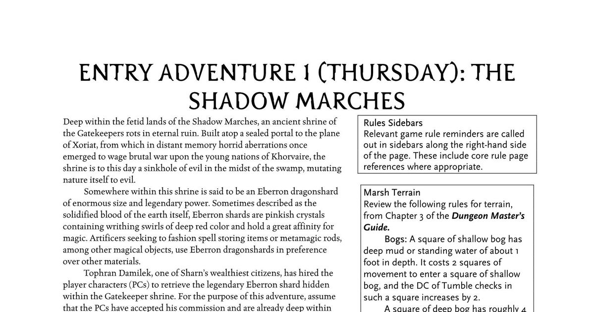 Entry Adventure 1: The Shadow Marches | RPG Item | RPGGeek