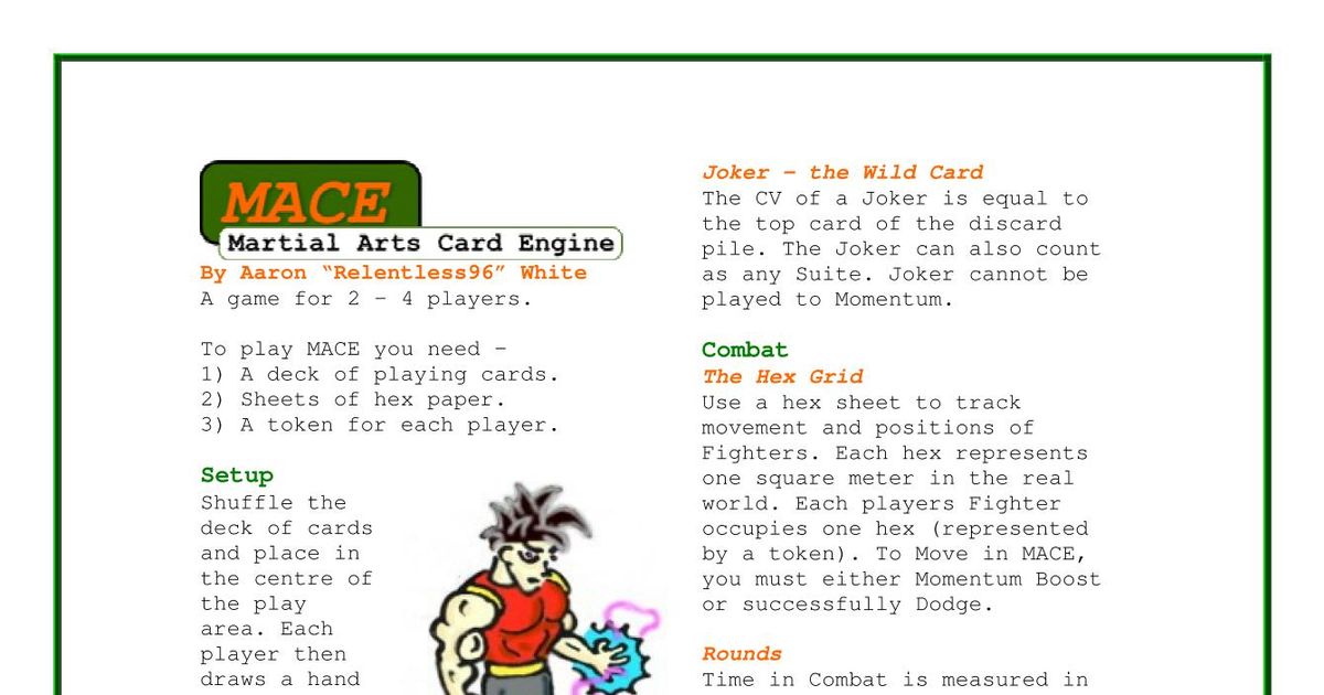 MACE: Martial Arts Card Engine | Board Game | BoardGameGeek