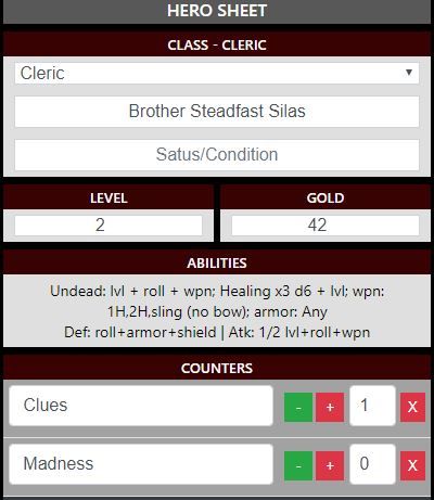 4AD character sheet | Four Against Darkness