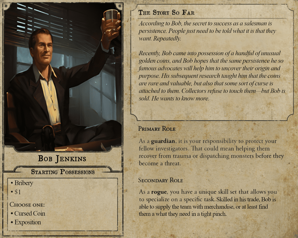** Investigator Pack #1 - Bob Jenkins, the Salesman (2/5) ** | Arkham ...