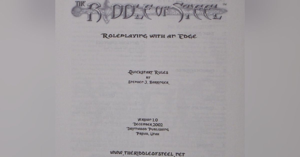 The Riddle of Steel Quickstart Rules | RPG Item | RPGGeek
