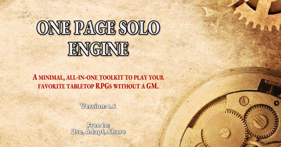 One Page Solo Engine | RPG Item | RPGGeek