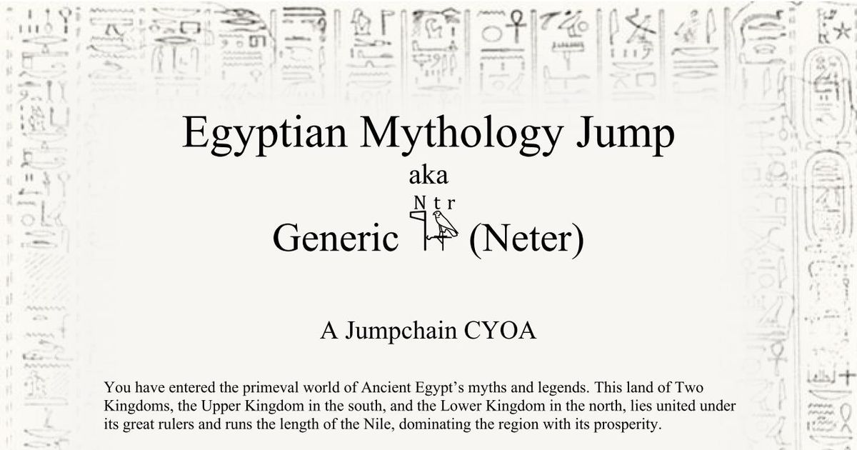 Egyptian Mythology Jump aka Generic Ntr (Neter) | RPG Item | RPGGeek