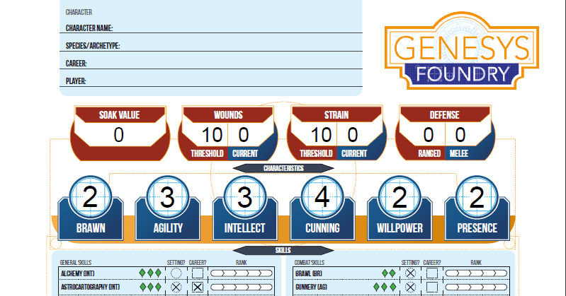 Genesys Character Sheet | RPG Item | RPGGeek